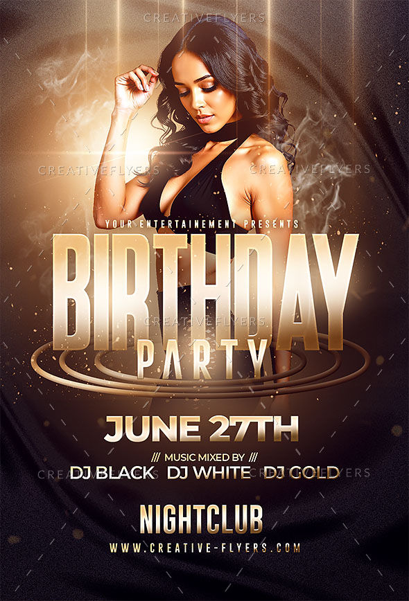 Glamorous Birthday Party Flyer Psd Template - Creative Flyers