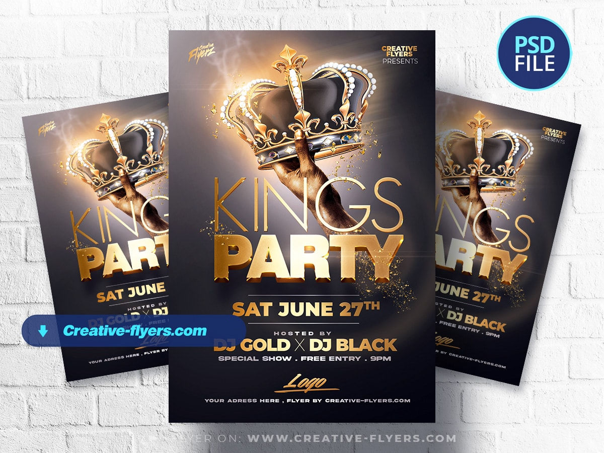 Night Of Kings Party Flyer Template PSD ~ Creative Flyers