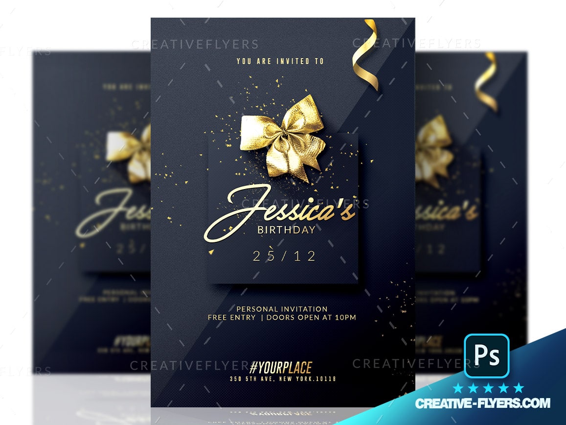 Classy Birthday Invitation Psd Template - Creative Flyers