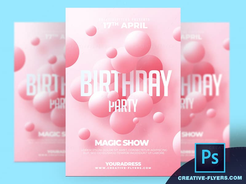 Amazing Pink Birthday Flyer Template PSD - Creative Flyers
