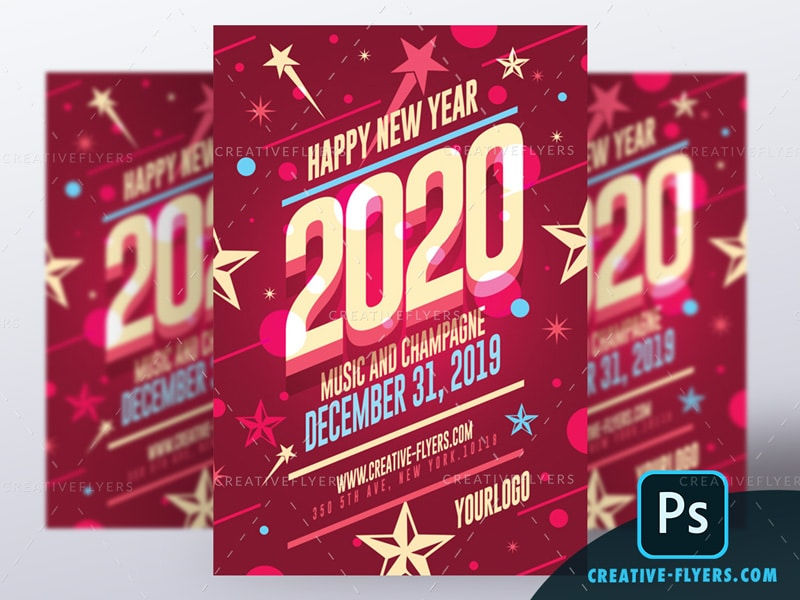 New Year Card Template - Photohop PSD - Creative Flyers