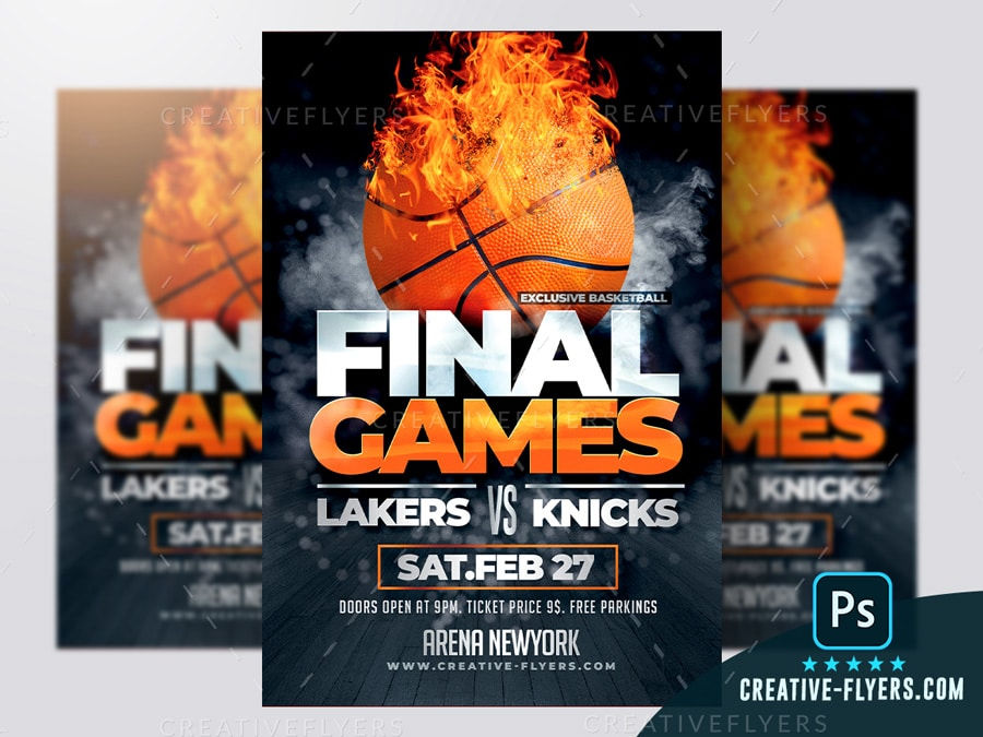 Basketball Final Games Flyer Template - Creative Flyers