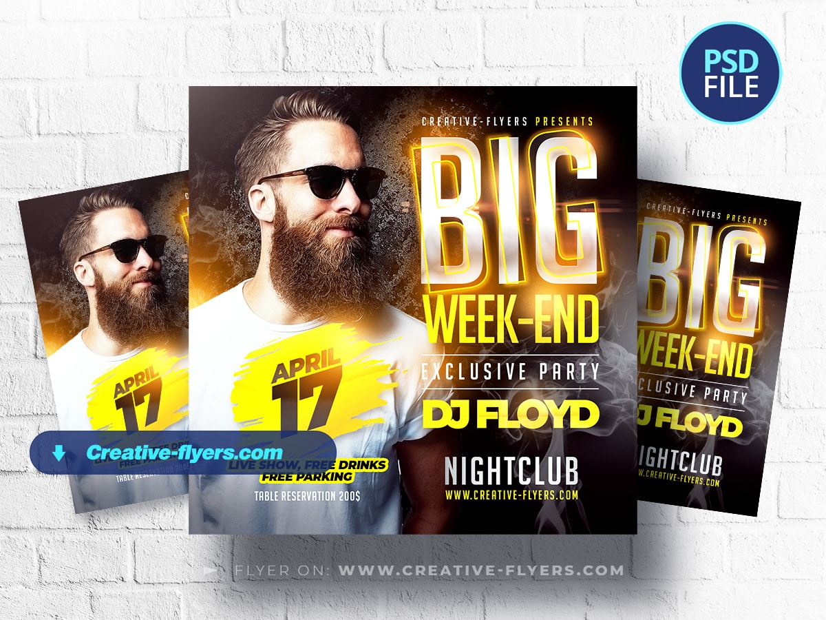 Big Week-End Party Psd Flyer Template - Creative Flyers