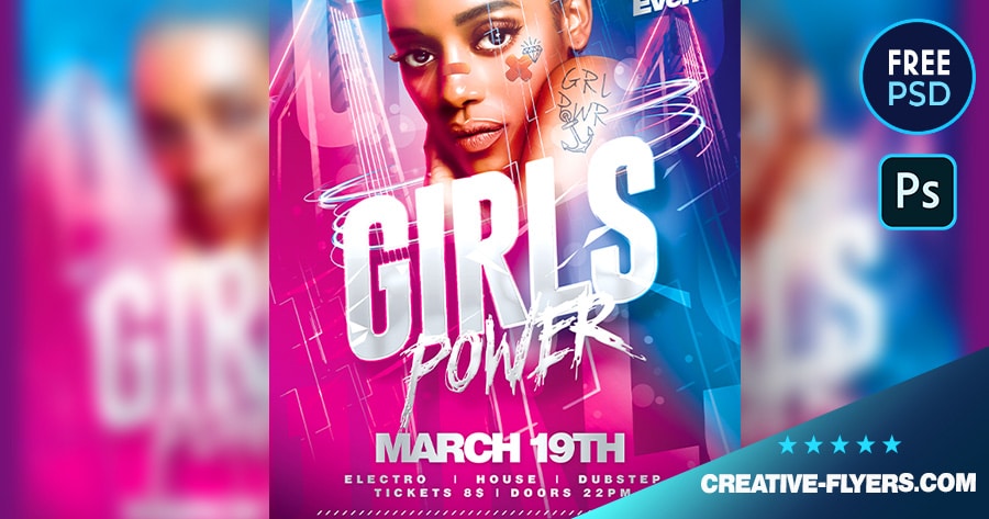 Girls Power Flyer Psd Template - Photoshop Files - Creative Flyers