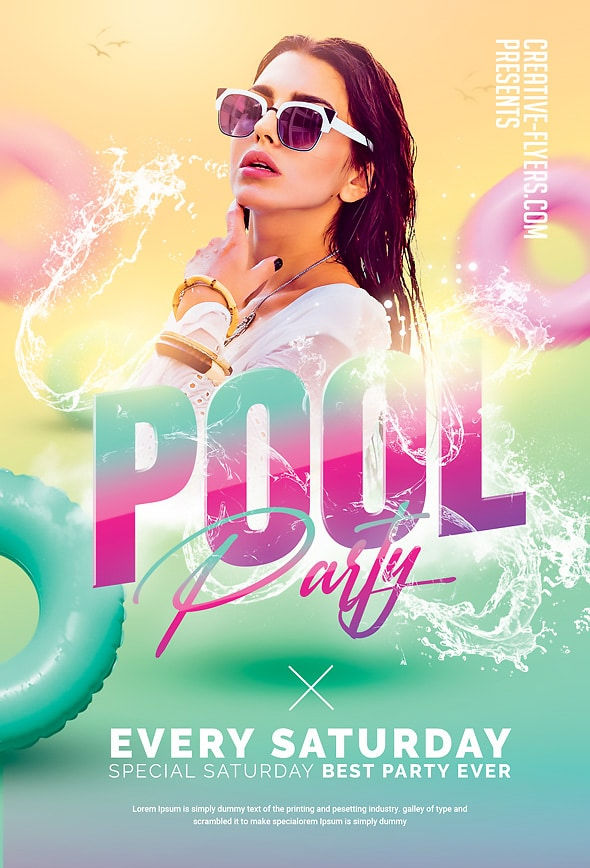 Pool Party Flyer Template, Photoshop PSD - Creative Flyers