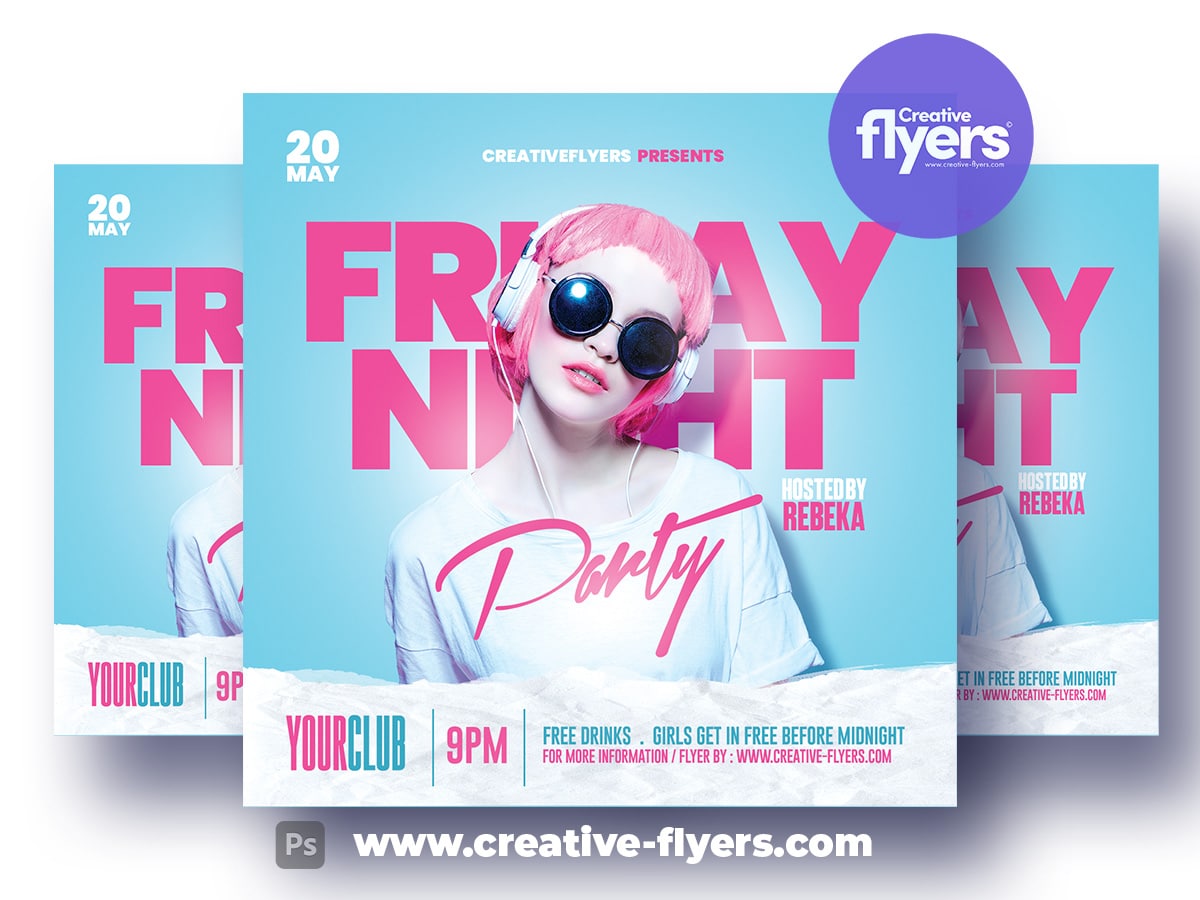 Friday Party Flyer Template PSD for Photoshop - Creative Flyers