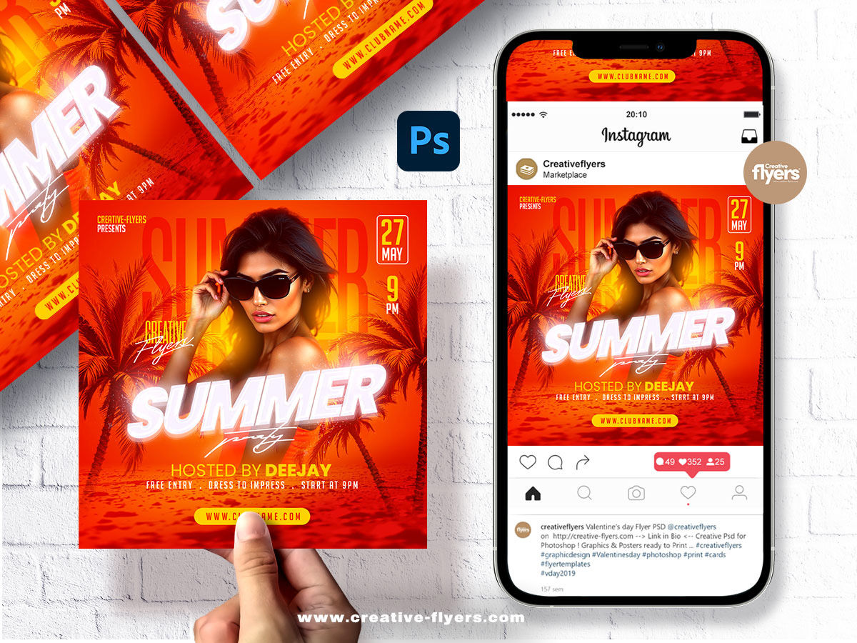 Sunset-Themed Flyer for Hot Summer Party - Creative Flyers