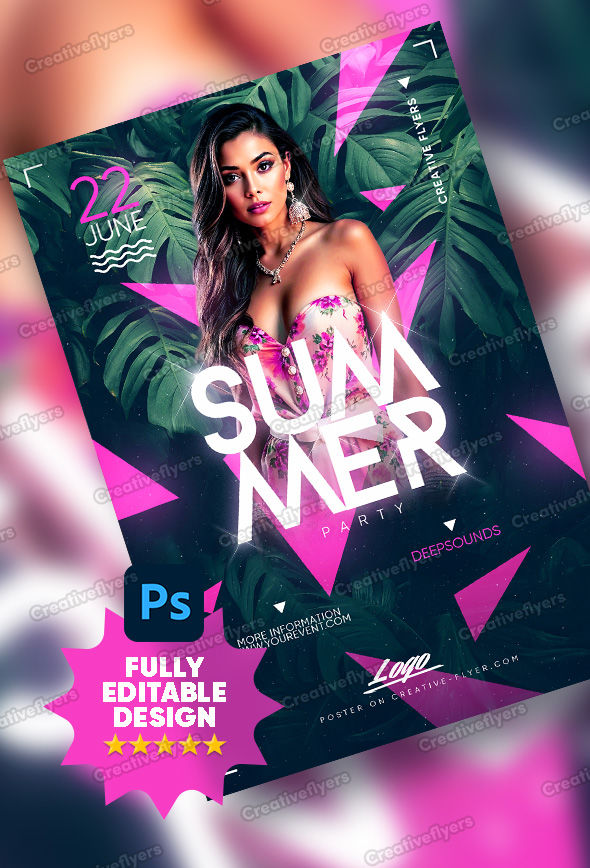 Green Summer Flyer Design to Download - Creative Flyers