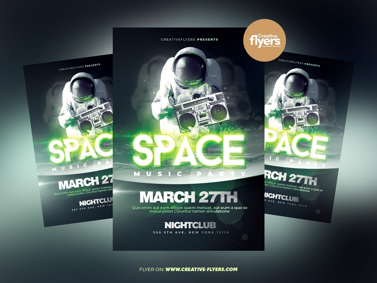 Space Party Flyer Template Photoshop - Creative Flyers