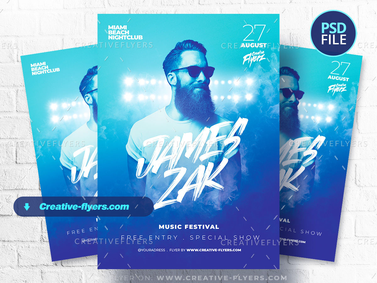 Dj Party Poster Template for Music Festival - Creative Flyers