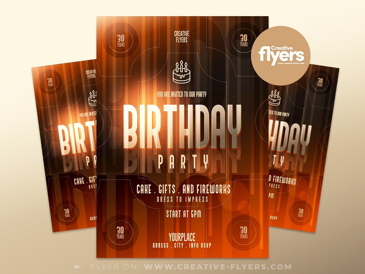 Birhtday Invitation Card to edit with Photoshop - Creative Flyers