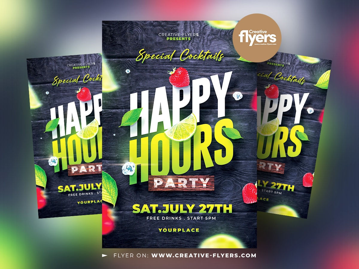 Summer Happy Hours Flyer Template - Creative Flyers