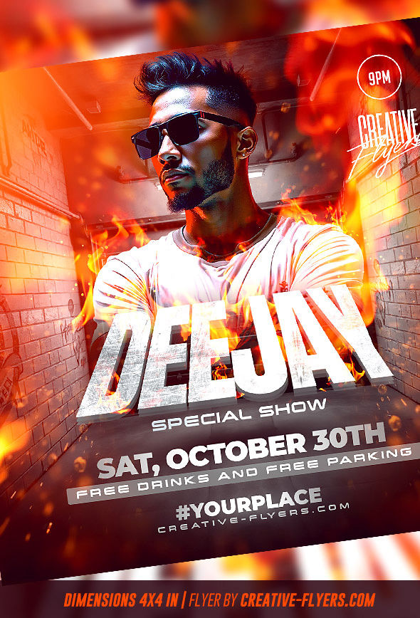 DJ Event Flyer for Nightclub and Party Promotions - Creative Flyers
