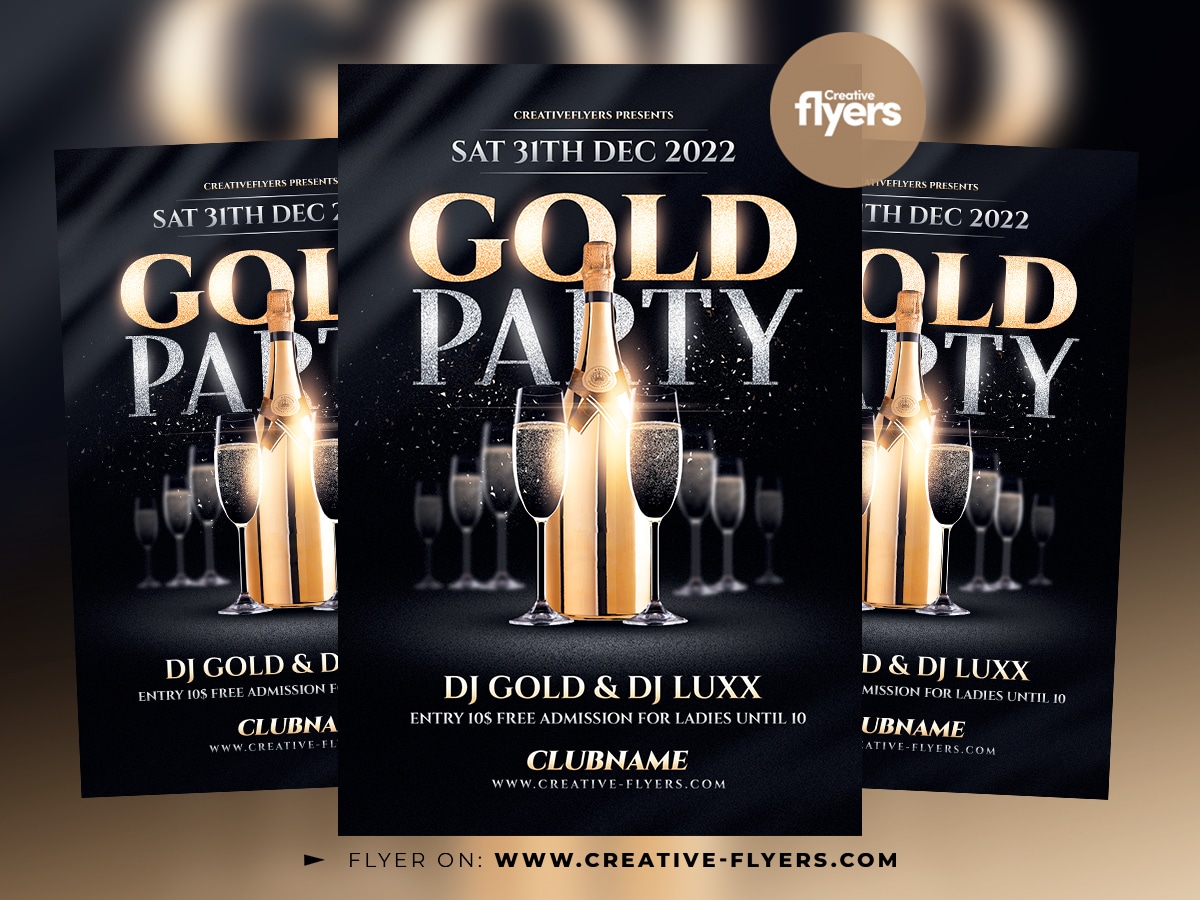Elegant Gold Party Flyer Template to Download - Creative Flyers
