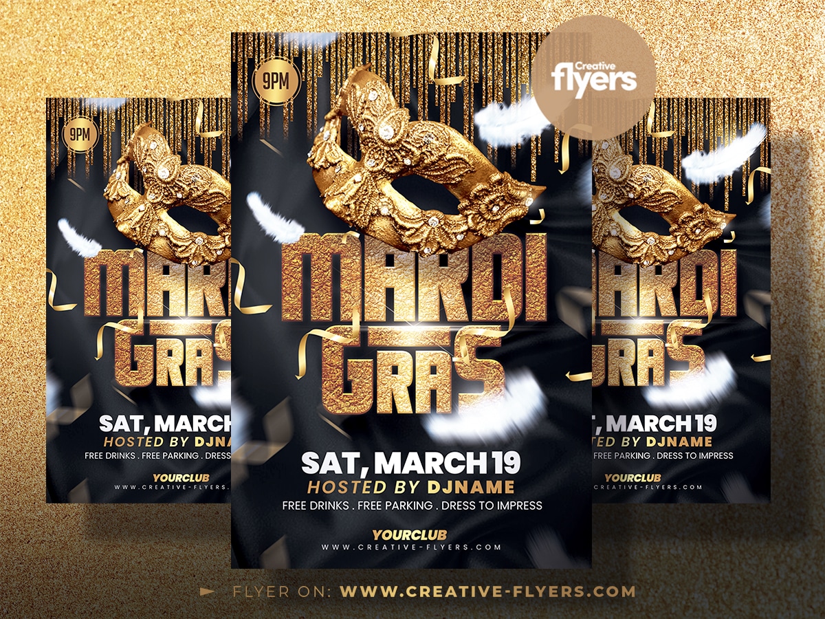 Mardi Gras Flyer Design for Photoshop - Creative Flyers