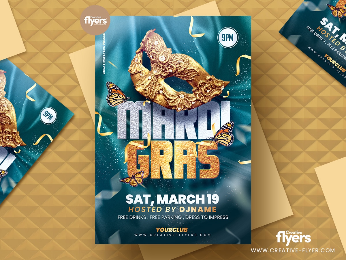 Mardi Gras Flyer Design to Download - Creative Flyers