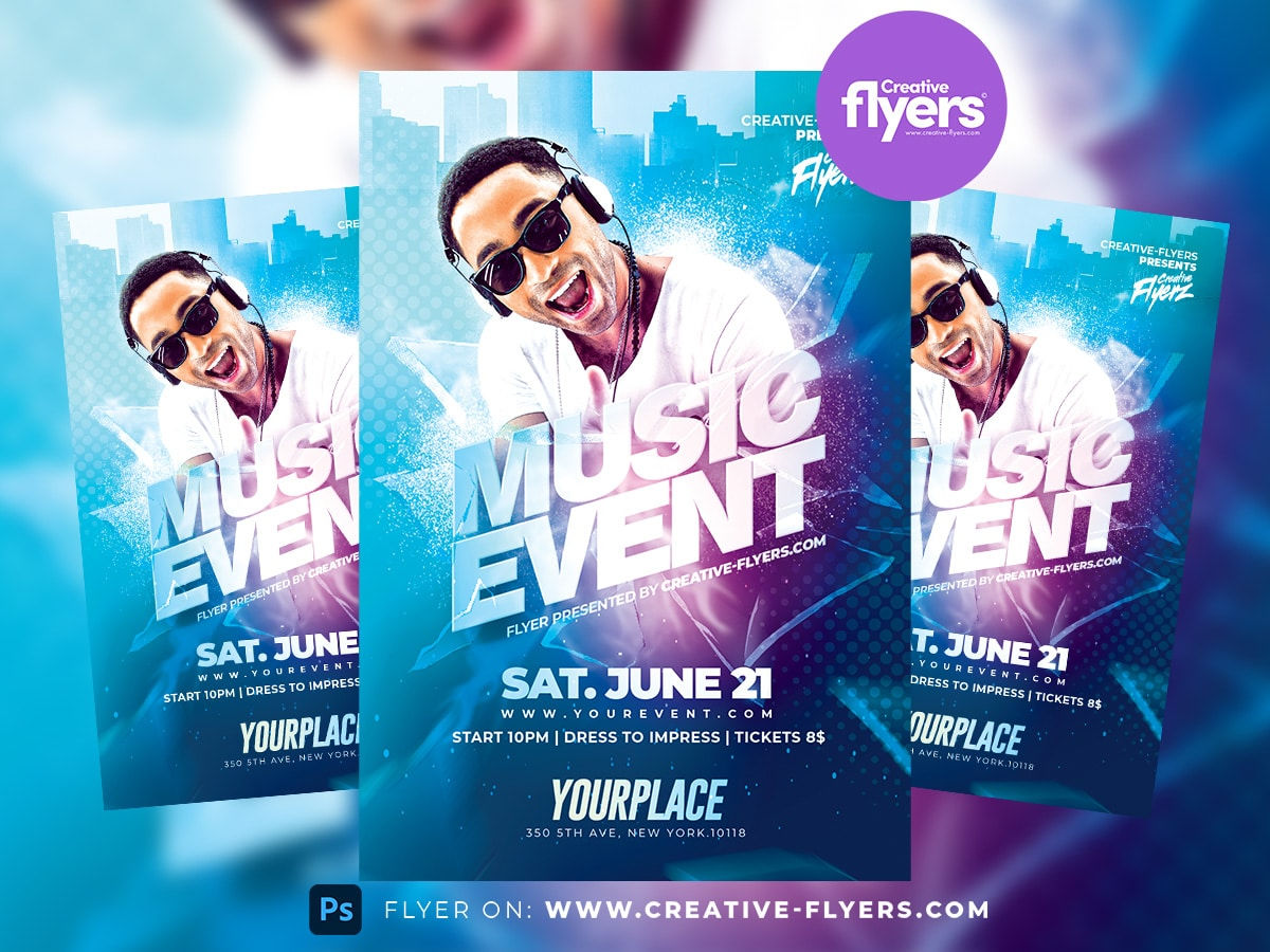 Music Event Flyer Template for Photoshop - Creative Flyers