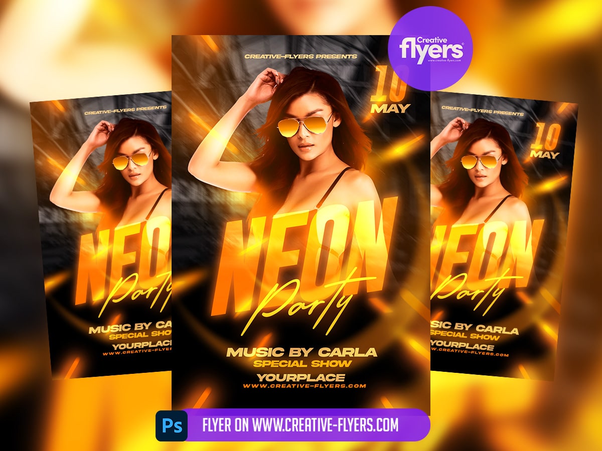 Neon Party Flyer Design to Download - Creative Flyers