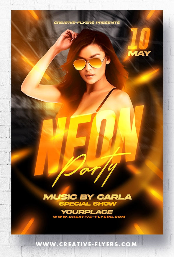 Neon Party Flyer Design to Download - Creative Flyers