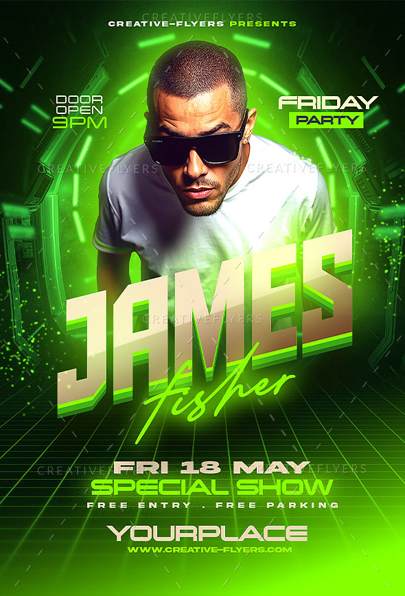 Neon Green Themed Event Flyer for an Epic Party - Creative Flyers