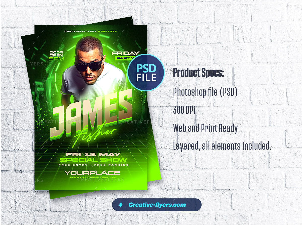 Neon Green Themed Event Flyer for an Epic Party - Creative Flyers
