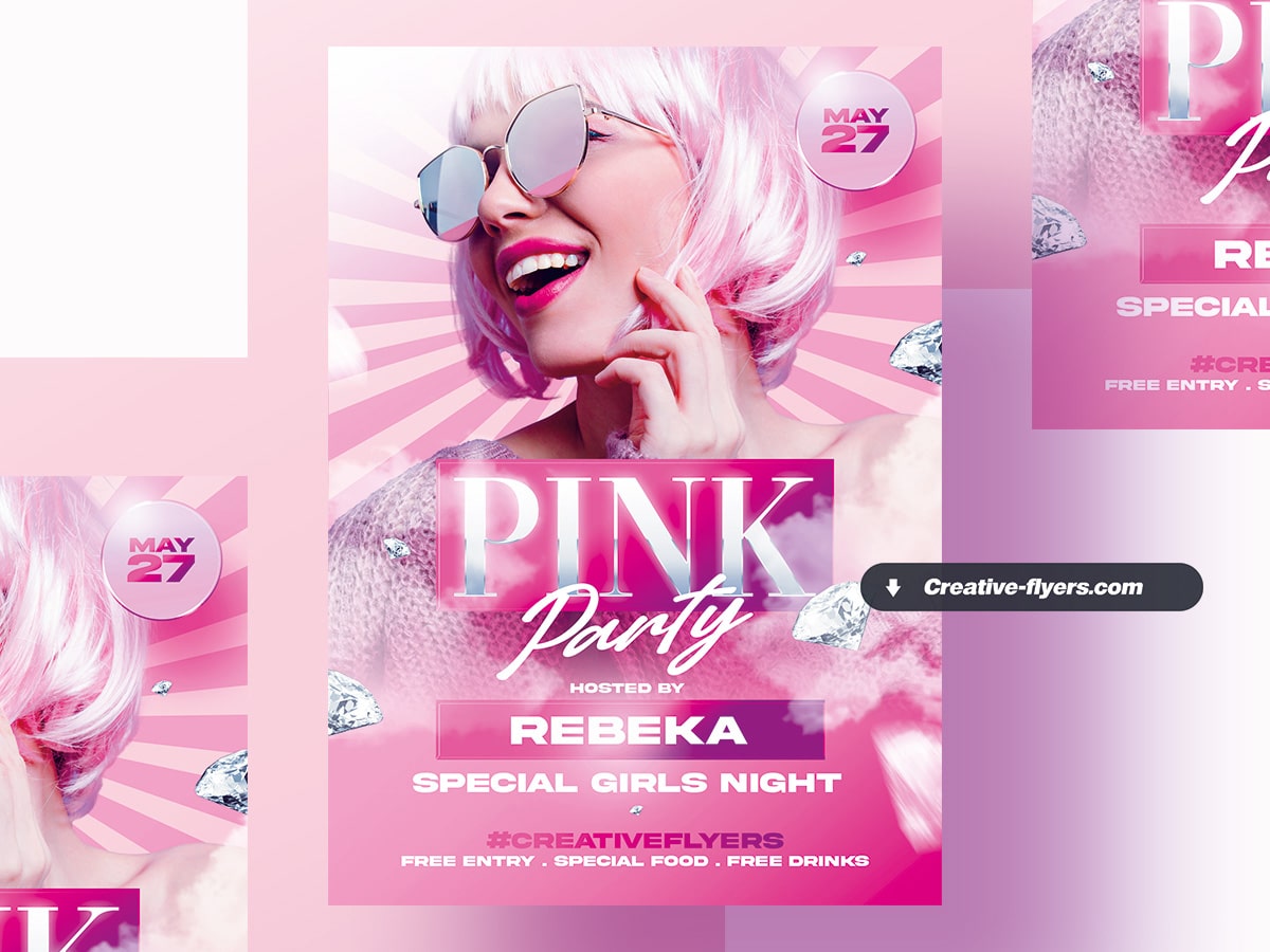Pink Party Flyer Design to Download - Creative Flyers