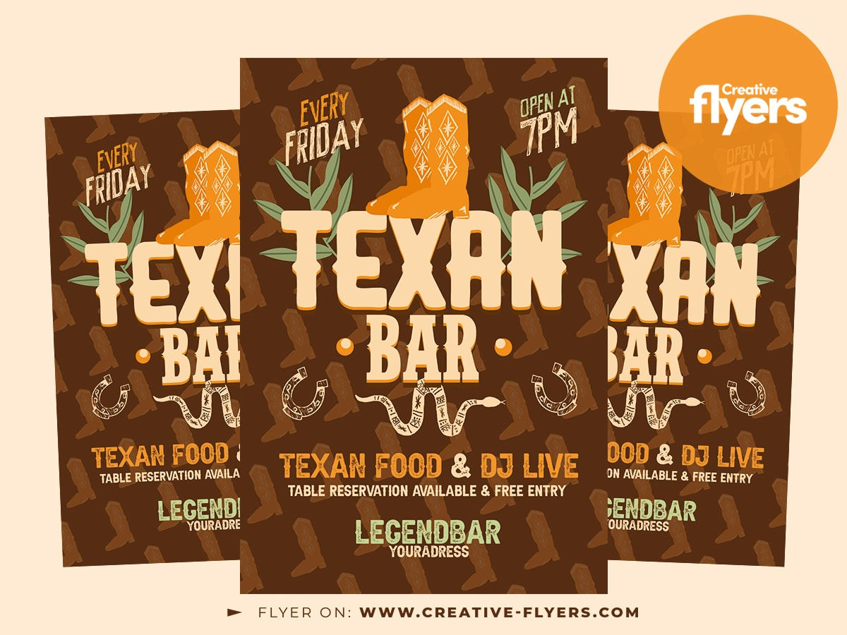 Texan Bar Flyer Template to Download - Creative Flyers