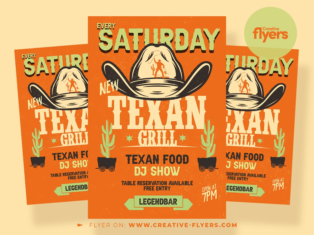Texan Restaurant Party Flyer Template - Creative Flyers