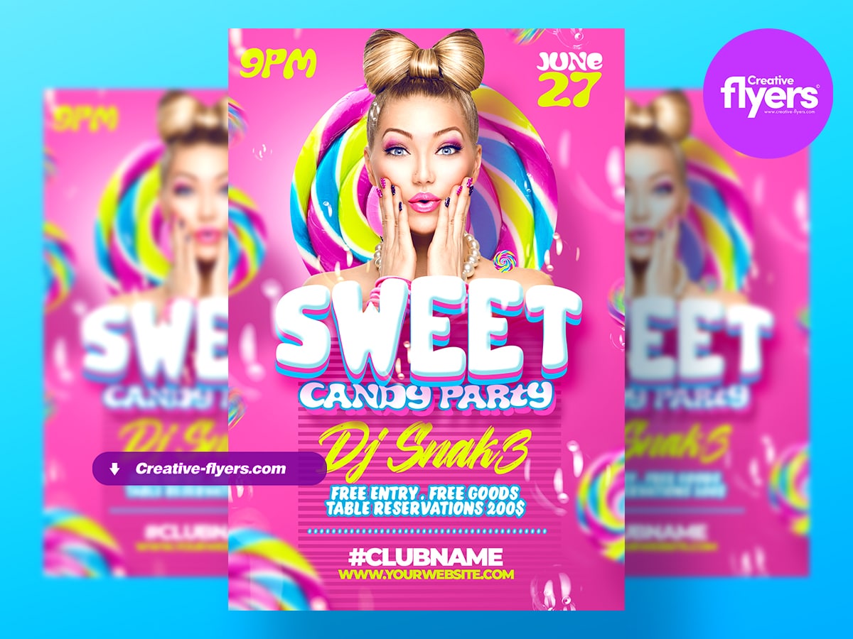 Sweet Candy Party Flyer Design - Creative Flyers