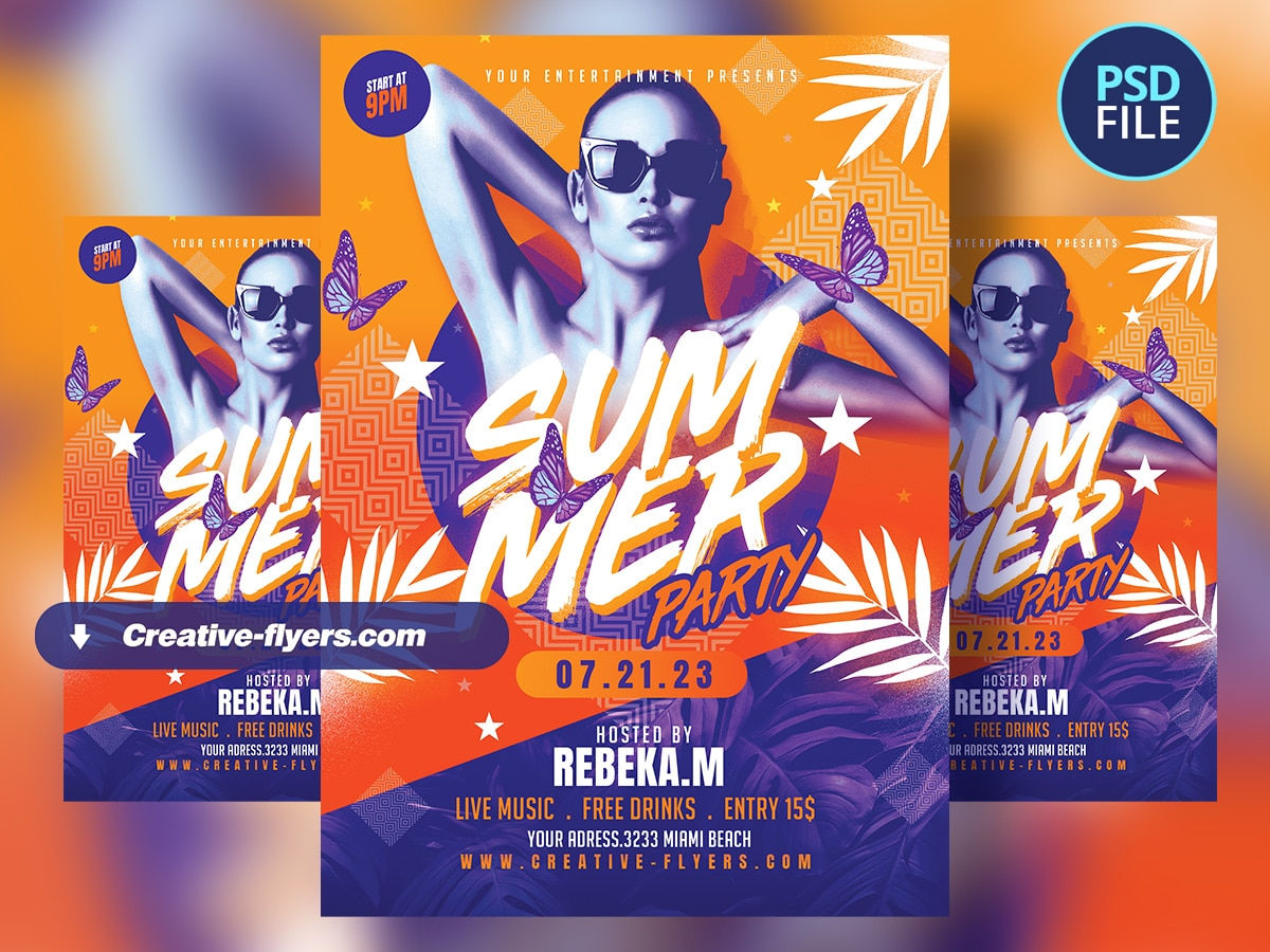 Customizable Summer Flyer Design - Creative Flyers