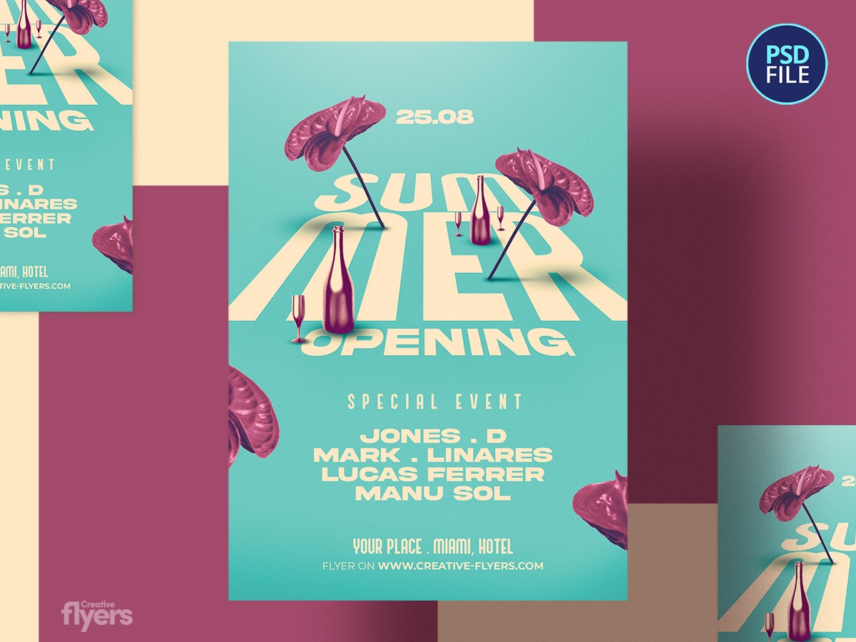 Minimalist Summer Opening Flyer Template - Creative Flyers