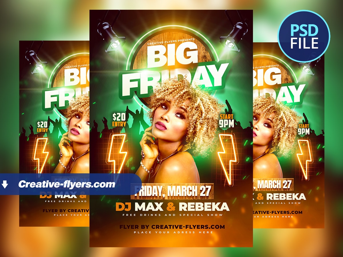 Big Friday Party Flyer PSD for Photoshop - Creative Flyers