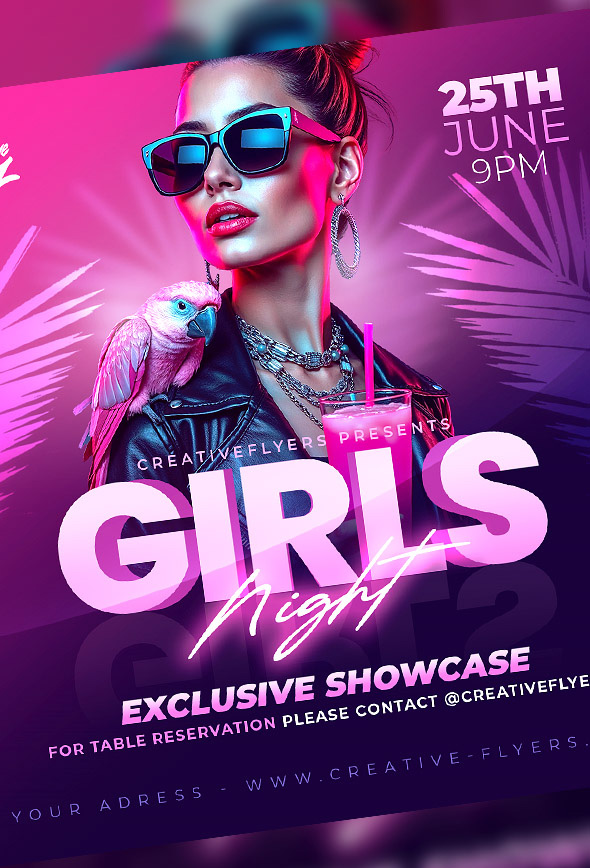 Vibrant Poster Design for Girls Night Out - CreativeFlyers