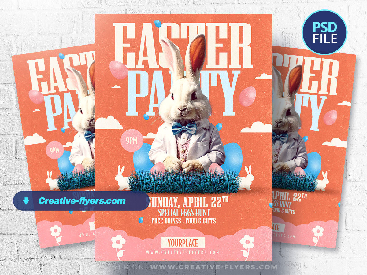 Easter Party Template PSD to Download- Creative Flyers