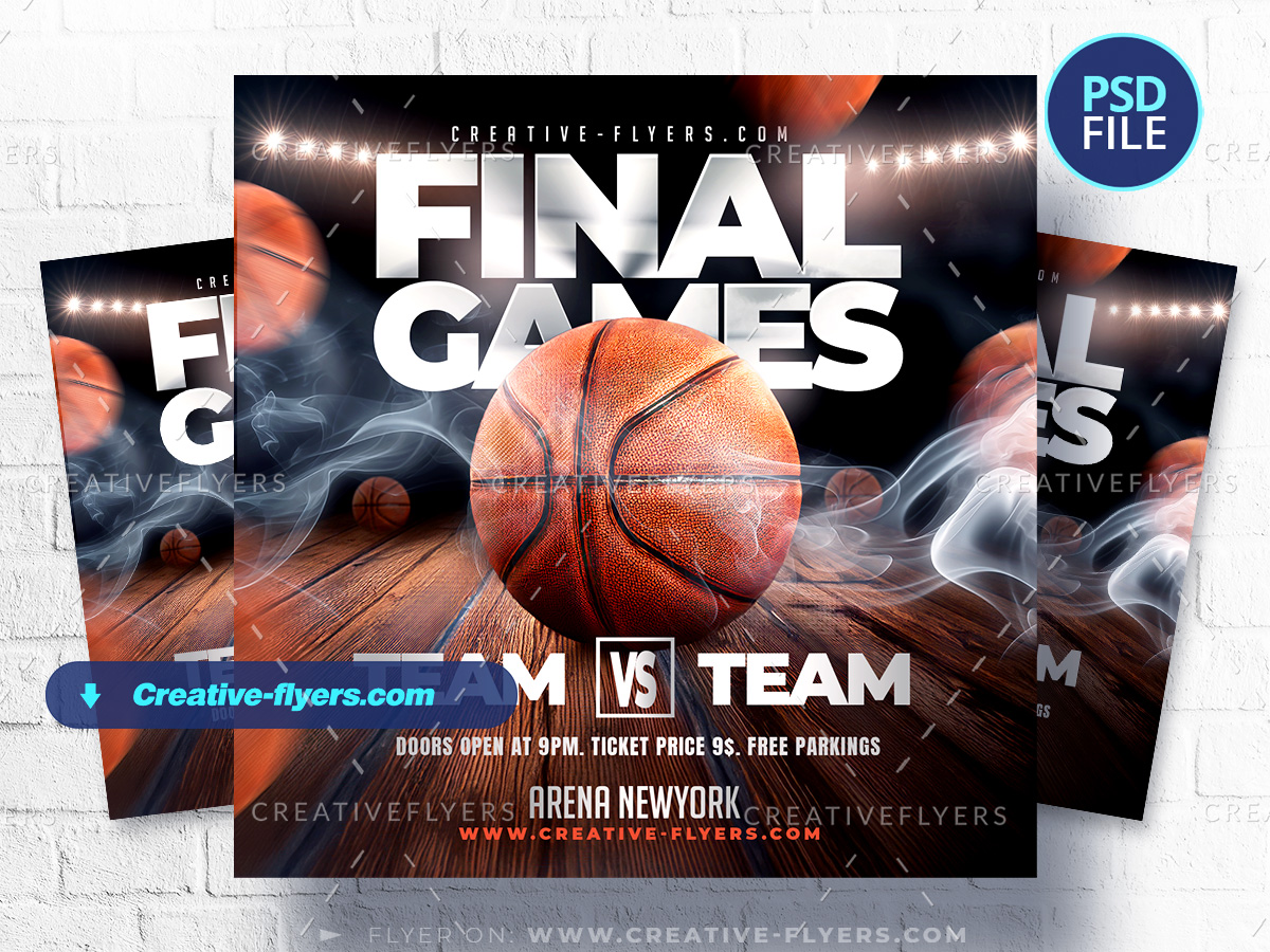 Basketball Game Flyer to Edit with Photoshop - Creative Flyers