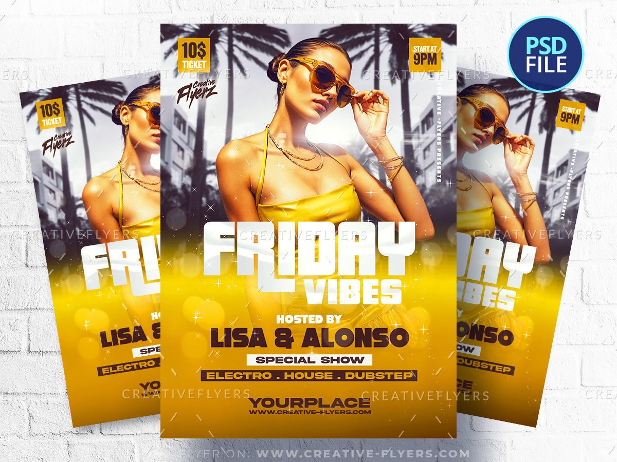 Summer Friday Vibes Party Flyer to Download - Creative Flyers