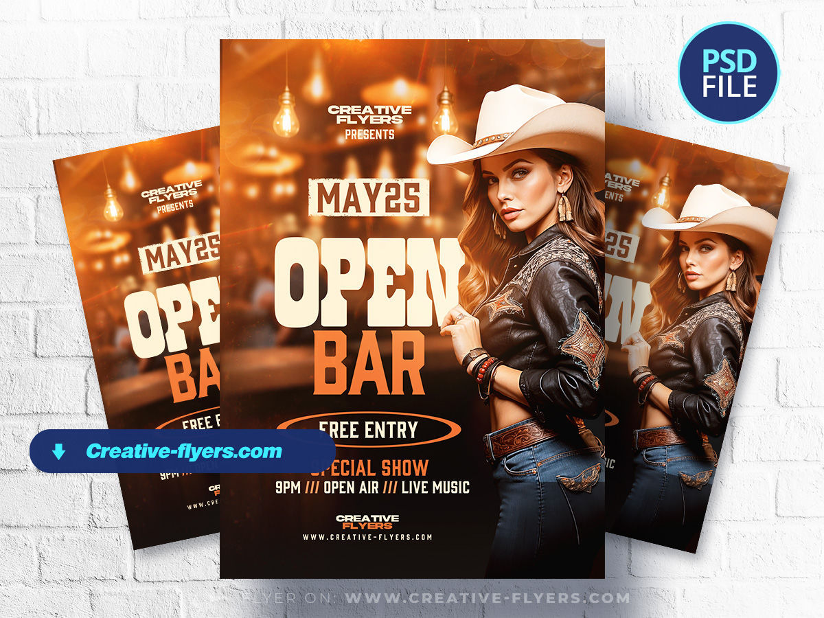 Open Bar Party Flyer Template to Download - Creative Flyers