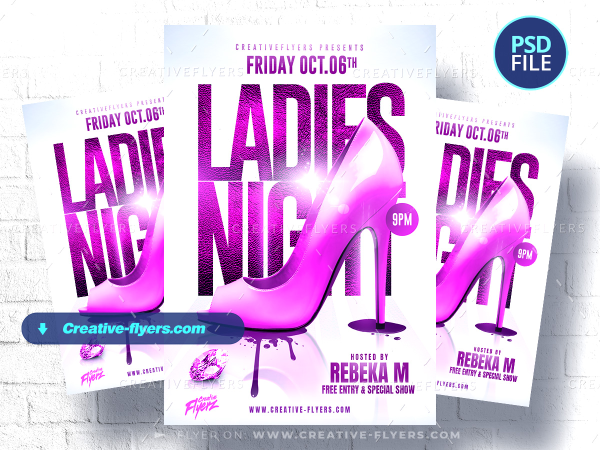 Pink Flyer Design for Girls Night Out to Download - Creative Flyers