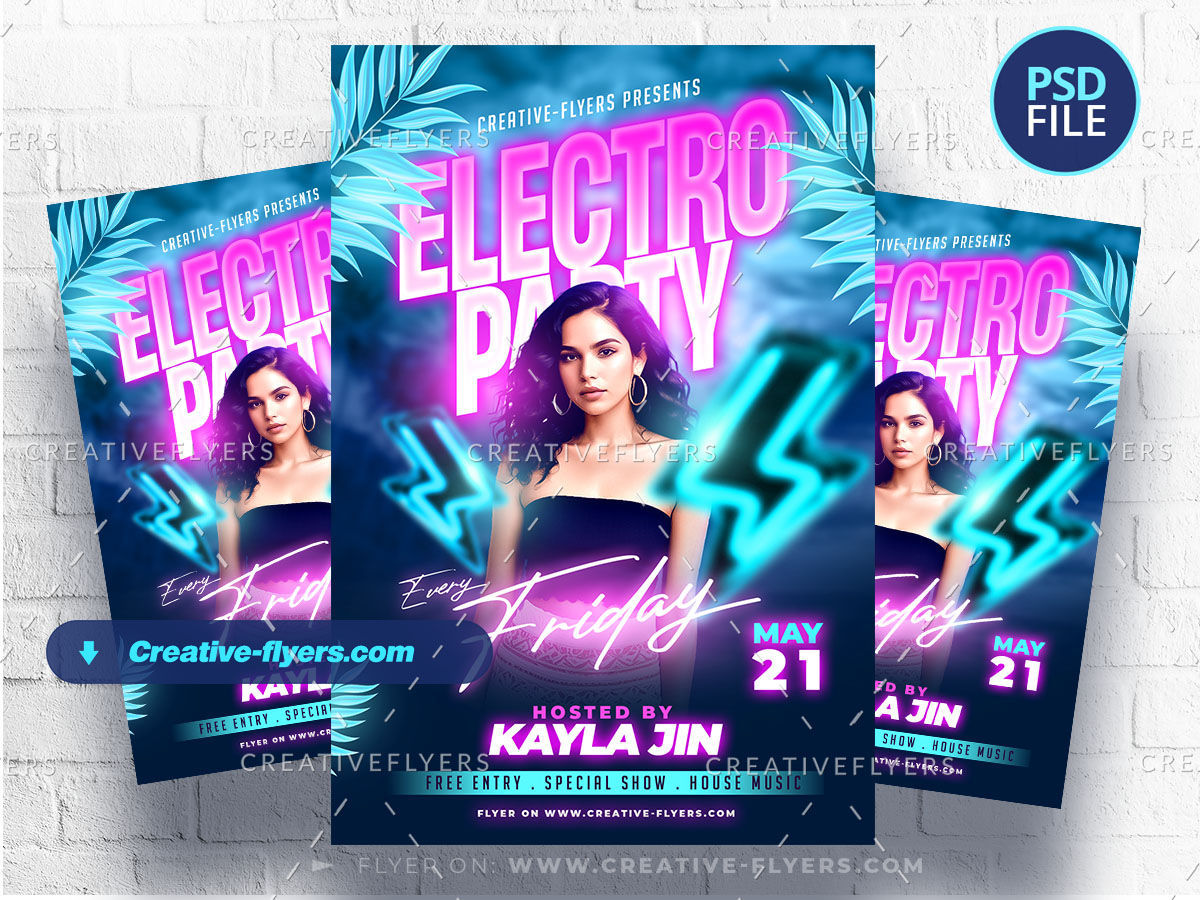 Electro Summer Party Flyer to Download - Creative Flyers