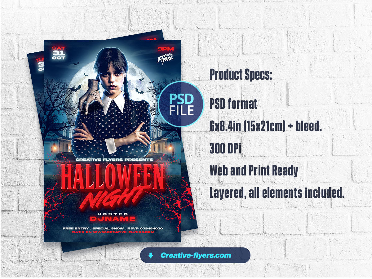 Halloween flyer with Wednesday Addams - Creative Flyers