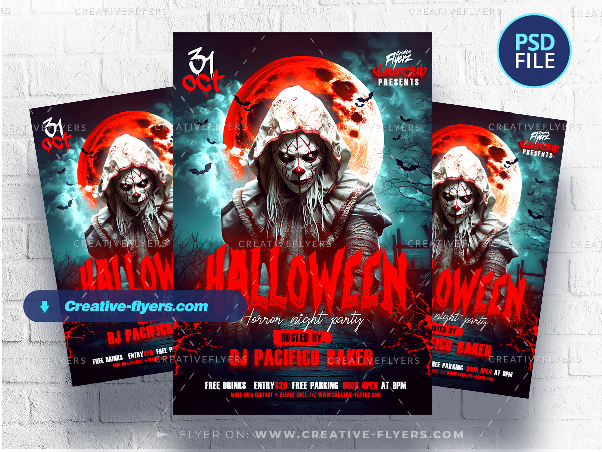 Photoshop Horror Poster for Halloween Party - Creative Flyers