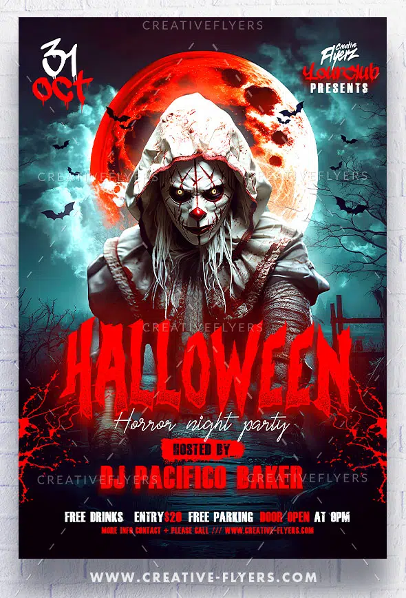 Photoshop Horror Poster for Halloween Party - Creative Flyers