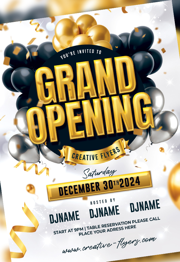 Customizable Grang Opening Poster Template - Creative Flyers