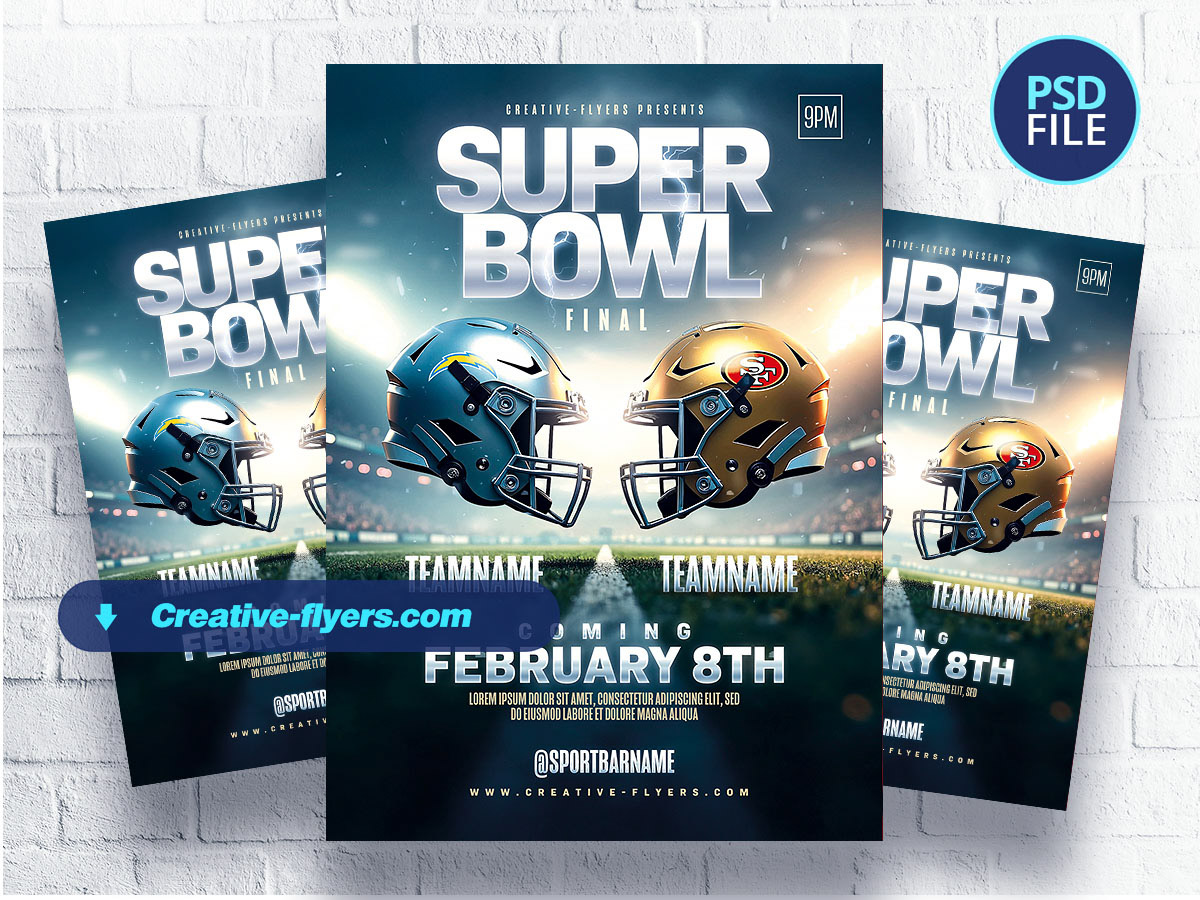 Editable Photoshop Poster for a Super Bowl Event - Creative Flyers