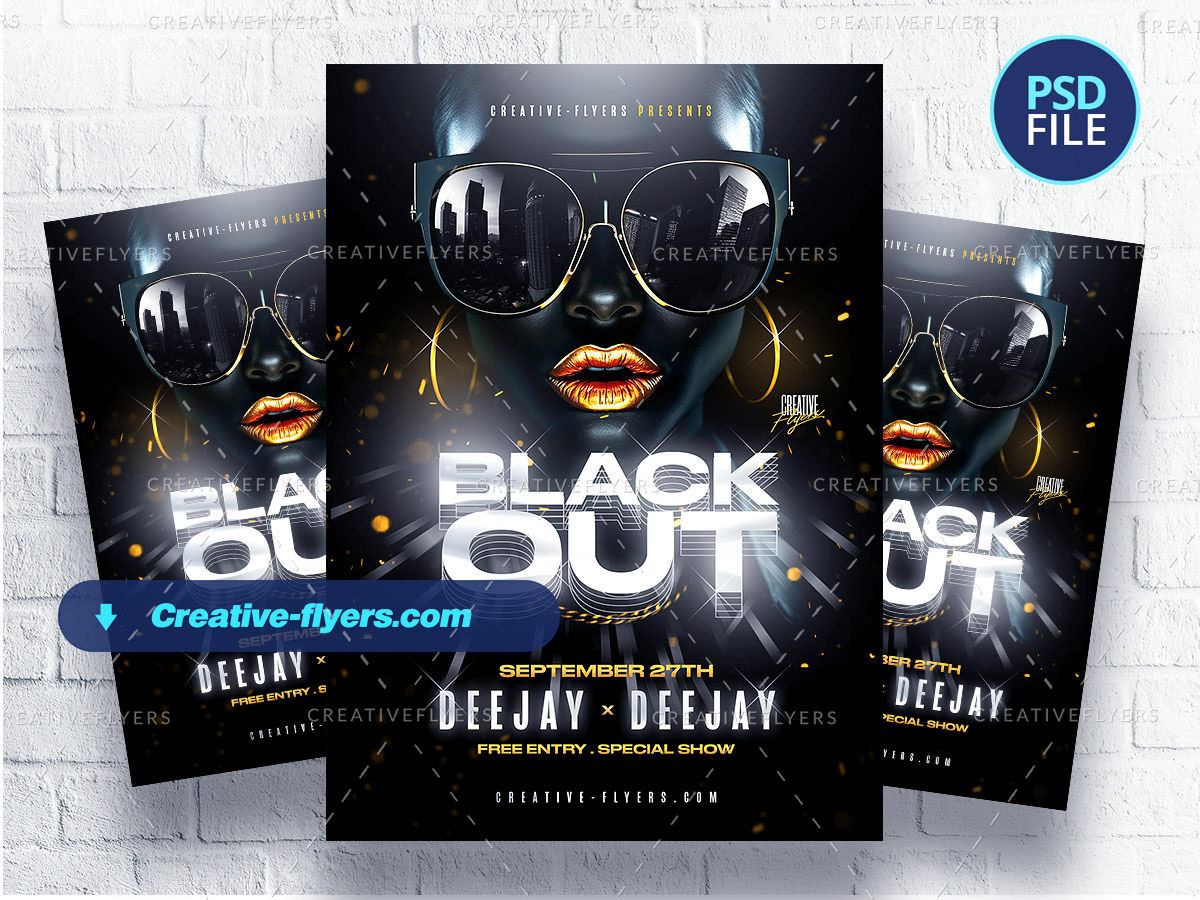 Editable Blackout Party Flyer PSD to Download - Creative Flyers
