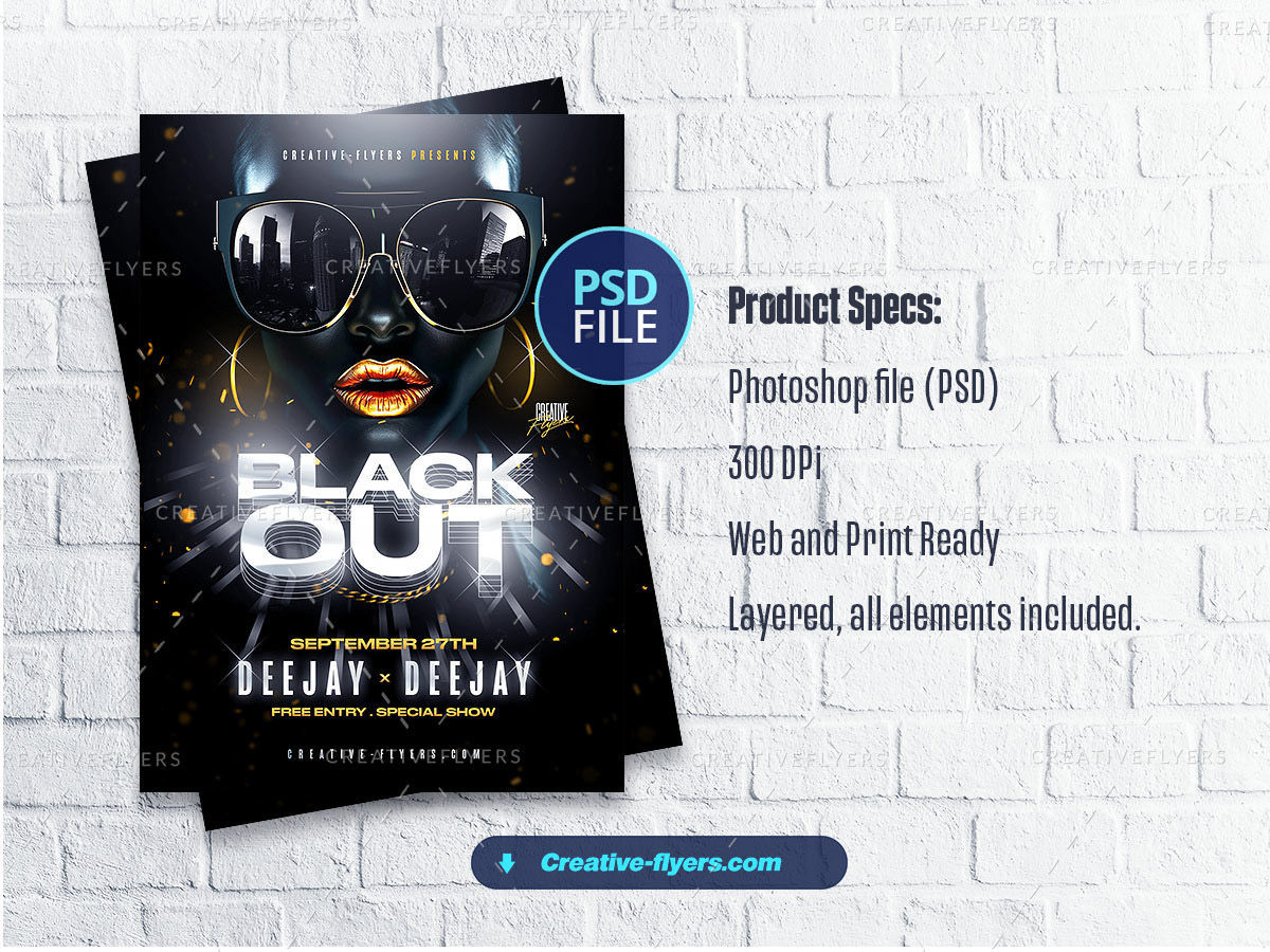 Editable Blackout Party Flyer PSD to Download - Creative Flyers