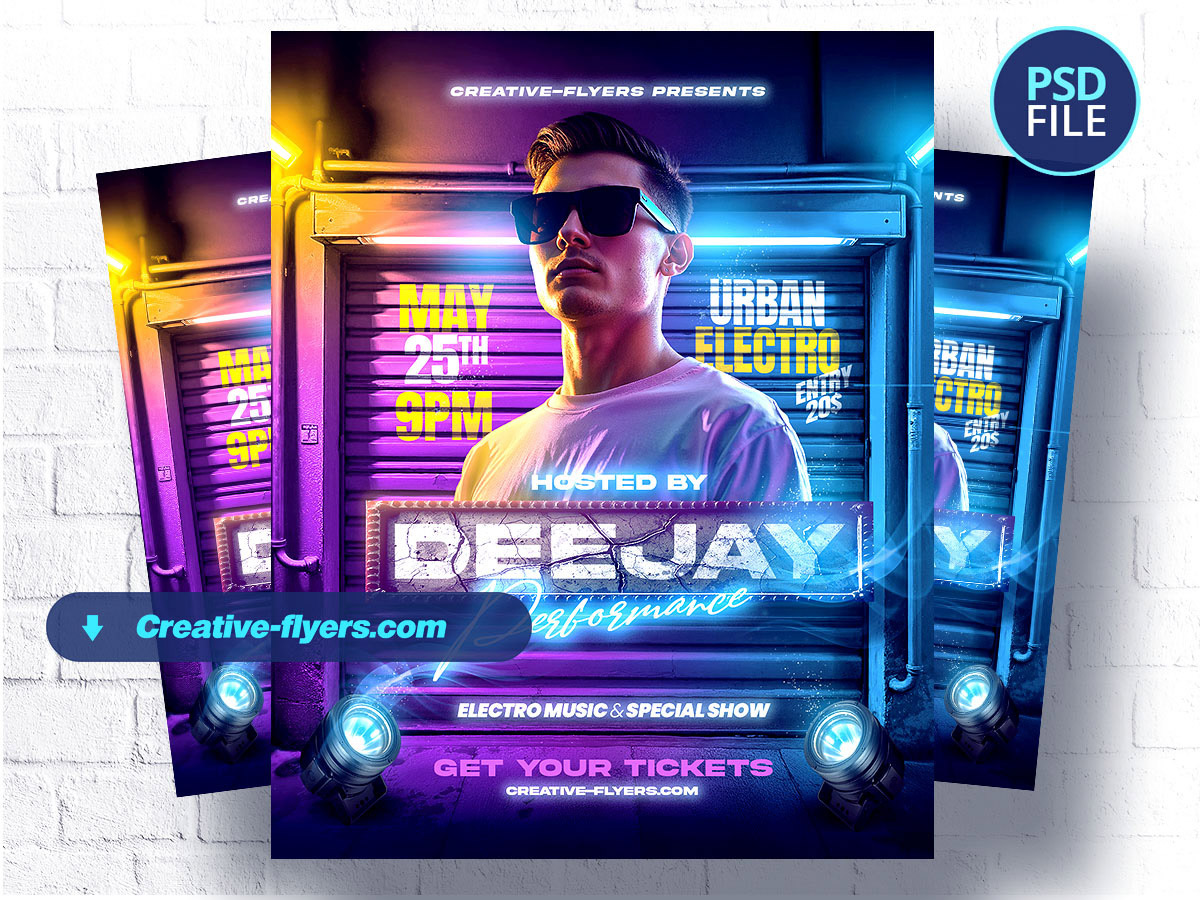 Modern DJ Performance Flyer for Electro Events - Creative Flyers