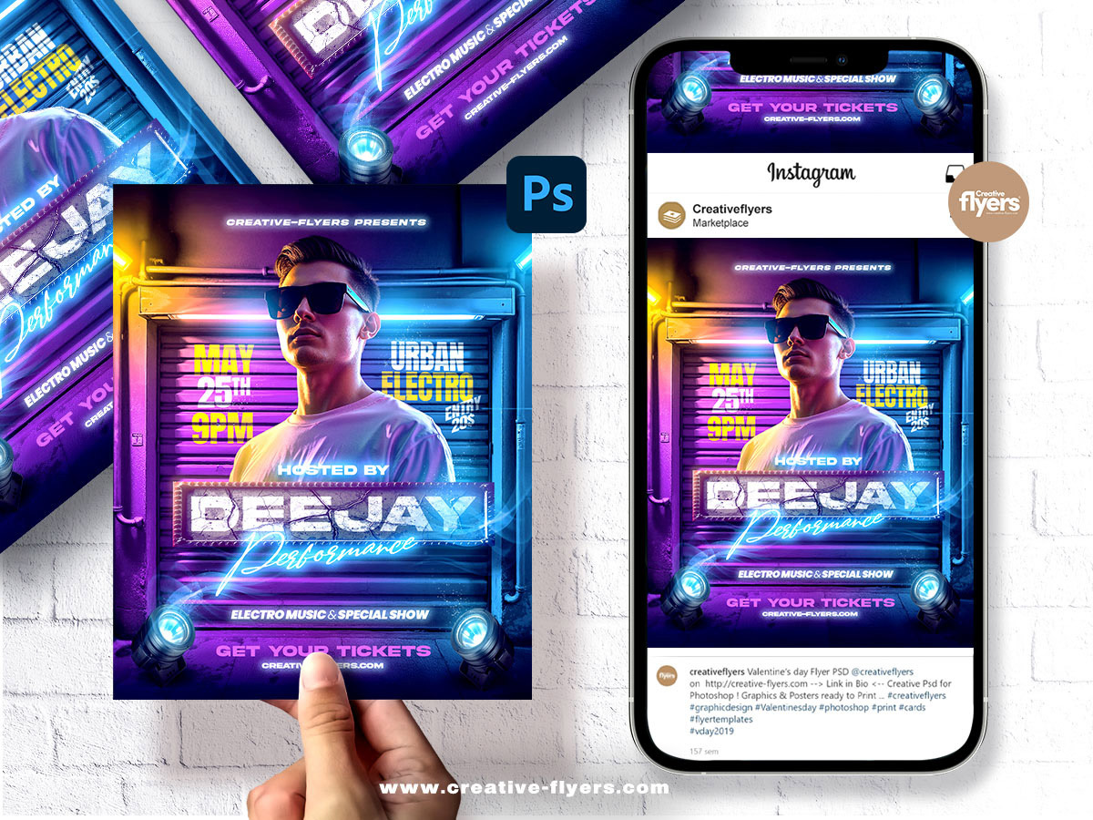 Modern DJ Performance Flyer for Electro Events - Creative Flyers