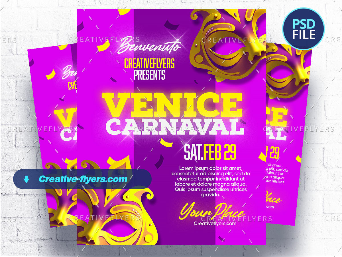 Vibrant Venice Carnival Flyer for Masquerade Event - Creativeflyers