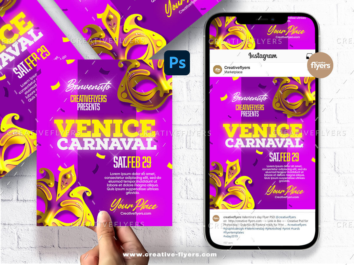 Vibrant Venice Carnival Flyer for Masquerade Event - Creativeflyers